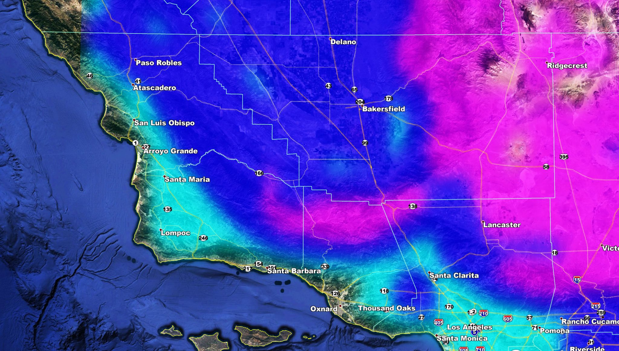 ZOOMED IN IMAGE ZONES: Cold Air Alerts Issued For Southern California ...