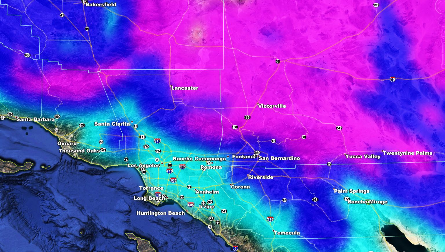 ZOOMED IN IMAGE ZONES: Cold Air Alerts Issued For Southern California ...
