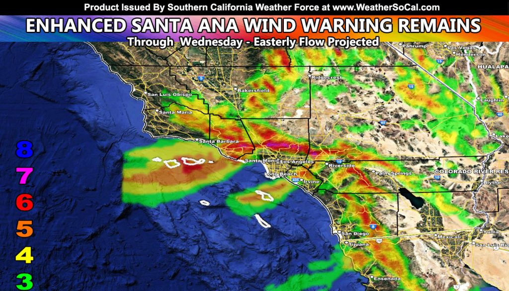 Enhanced Santa Ana Wind Update Issued for Southern California, Maps of ...