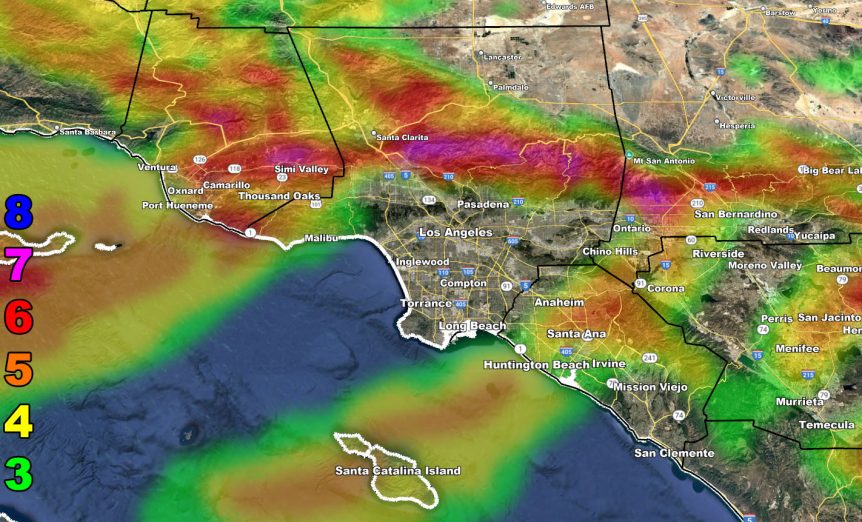 Enhanced Santa Ana Wind Update Issued for Southern California, Maps of ...